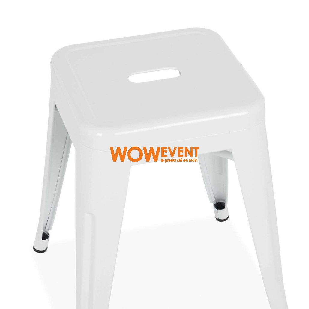 Tabouret bas blanc en acier laqué | BERLIN - Wowevent : assise lounge